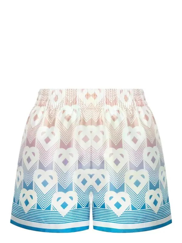 Casablanca Monogram-print Silk Shorts - Blue