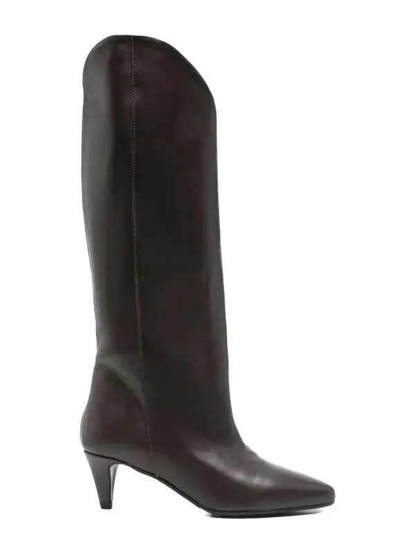GISEL MOIRE 50mm Calf-leather Pointed-toe Boots - Brown