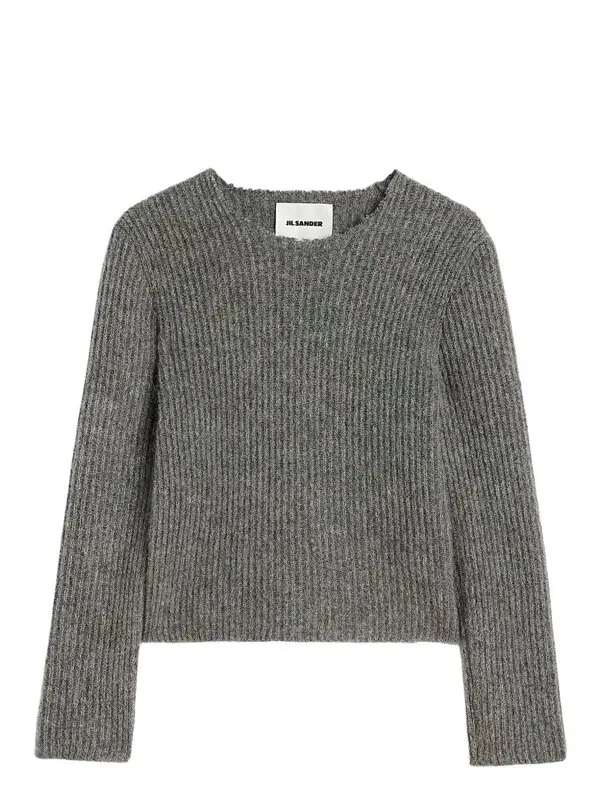 JIL SANDER Ribbed Knit Crew Neck Sweater - Grey