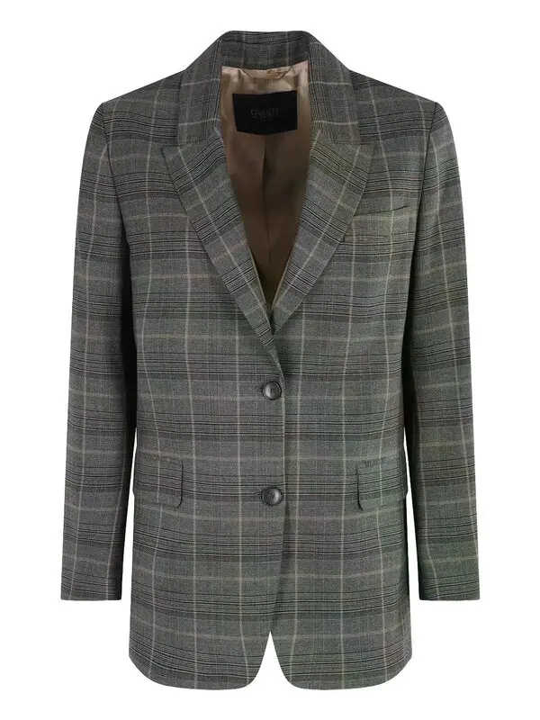 Seventy Checked Single-breasted Blazer - Grey