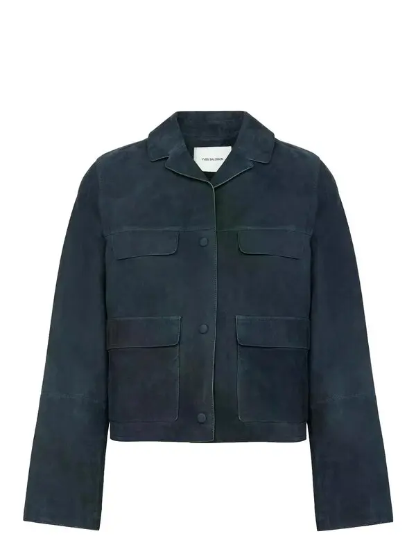 YVES SALOMON Suede Jacket - Blue