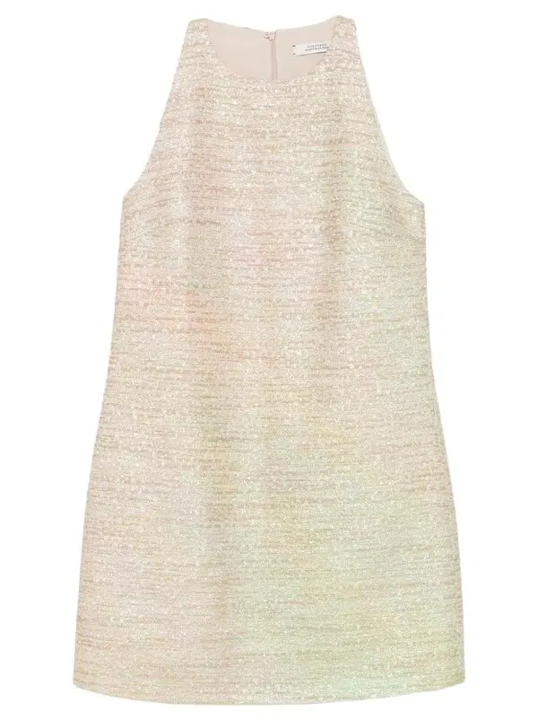 Dorothee Schumacher Halterneck Tweed Shift Dress - Gold