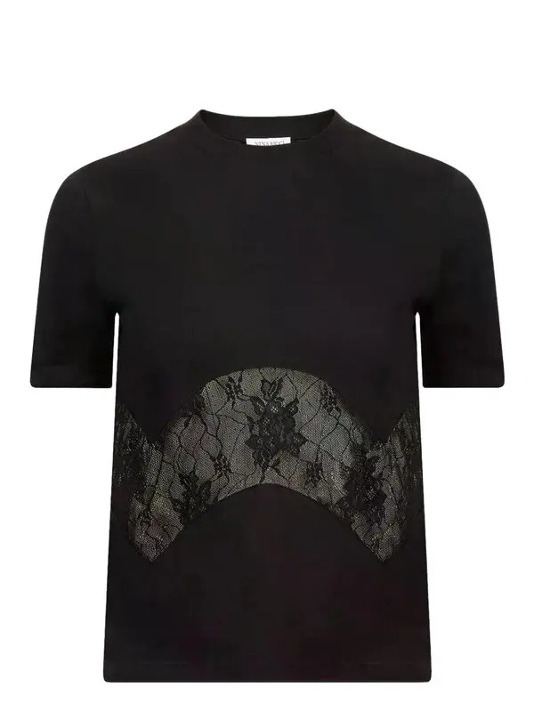 Nina Ricci Lace-insert Cotton T-shirt - Black