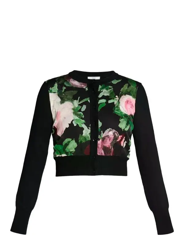 Erdem Floral-print Wool Cardigan - Black