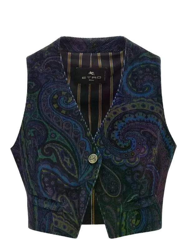 Etro Paisley-print Corduroy Vest - Blue