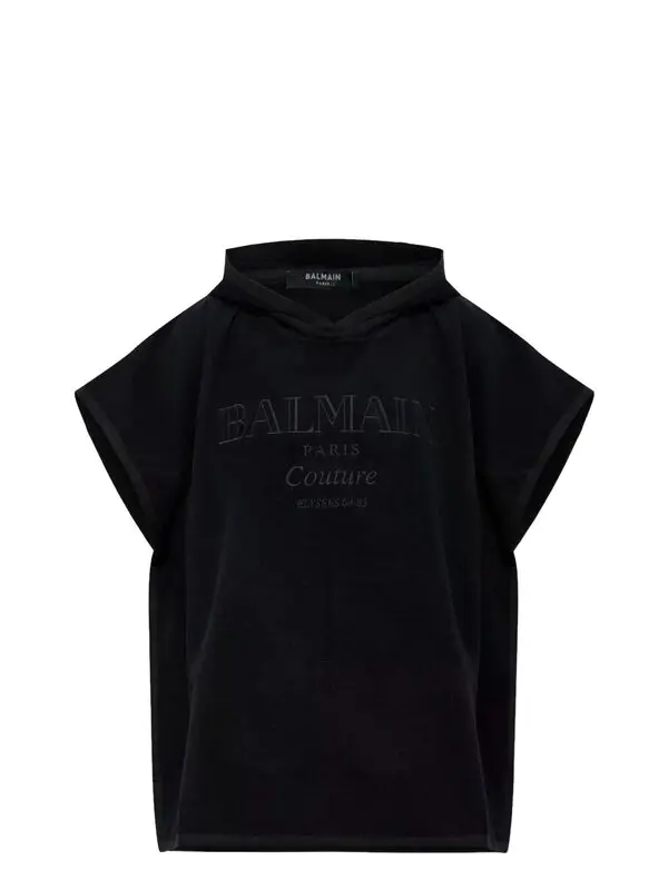 Balmain Logo-embroidered Poncho - Black