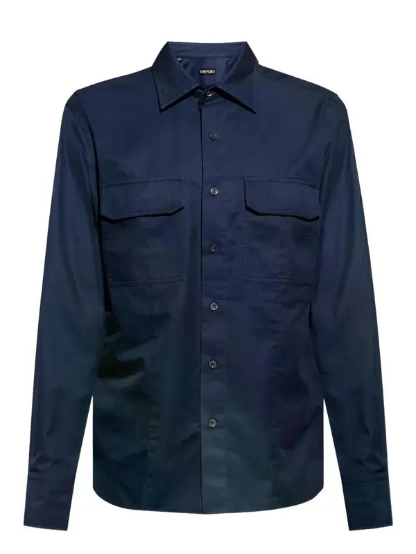 TOM FORD Double-pocket Cotton Shirt - Blue