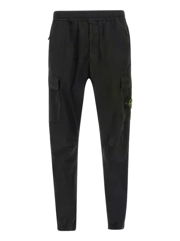 Stone Island Elasticated-waist Cargo Trousers - Black