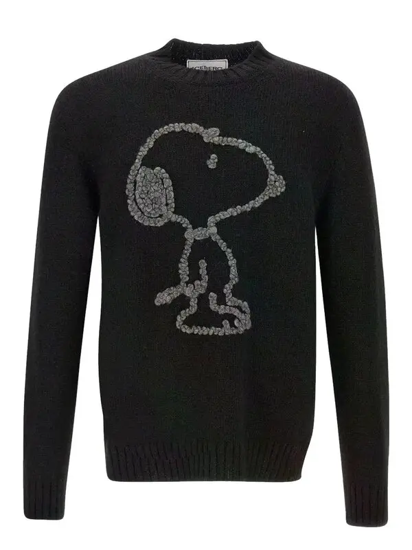 Iceberg Snoopy-embroidered Crew-neck Sweater - Black