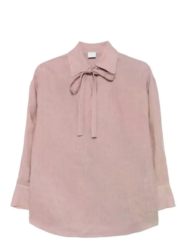 Eleventy Tie-neck Linen Blouse - Pink