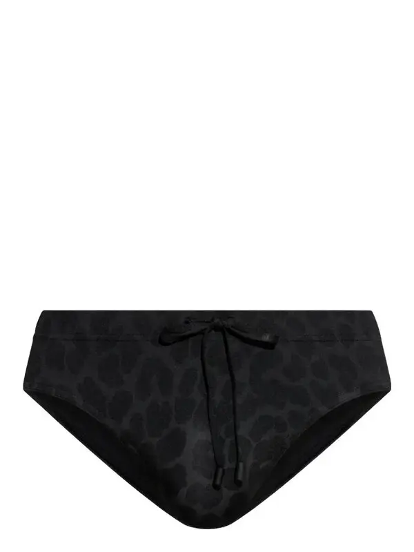 Balmain Leopard-print Swim Trunks - Black