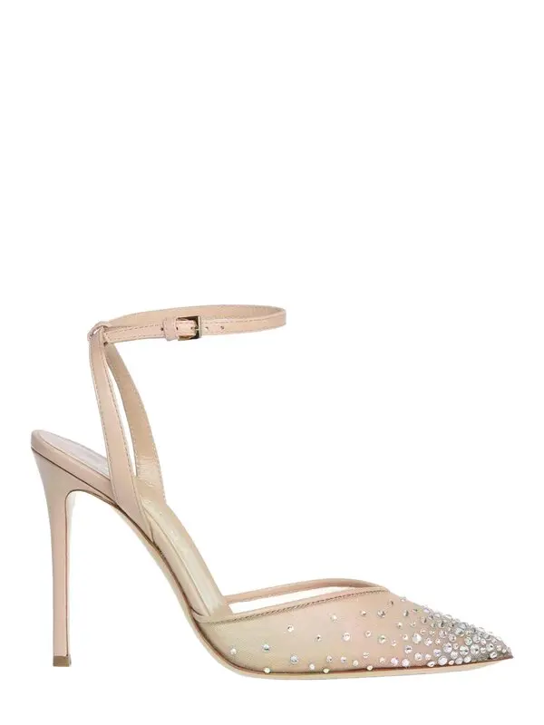 NINALILOU 115mm Avril Crystal-embellished Ankle-strap Pumps - Neutrals