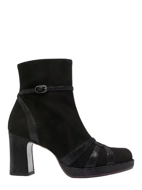 Chie Mihara 80mm Buckle-strap Suede Boots - Black