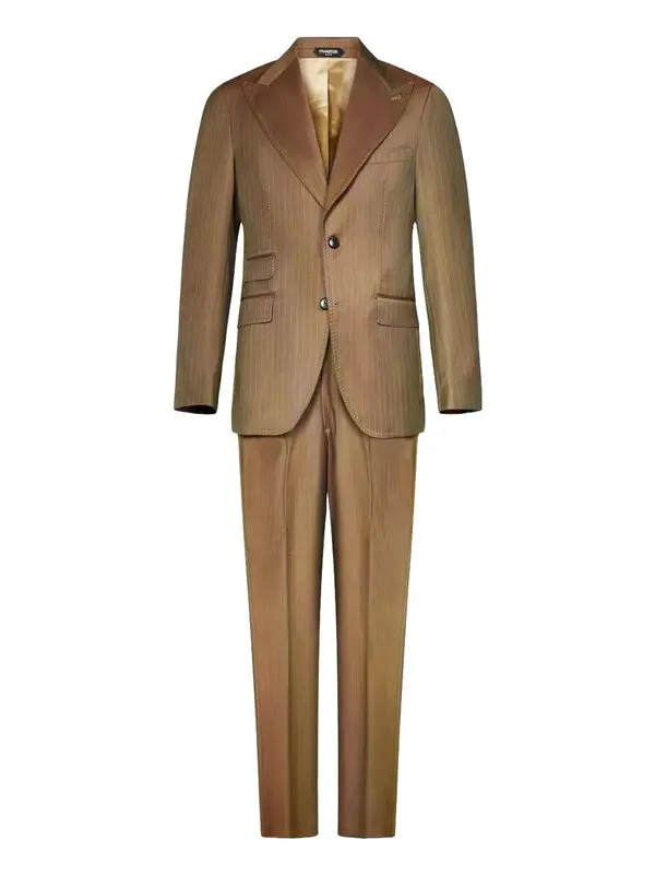 FRANZESE COLLECTION Pinstripe Peak-lapel Suit - Brown