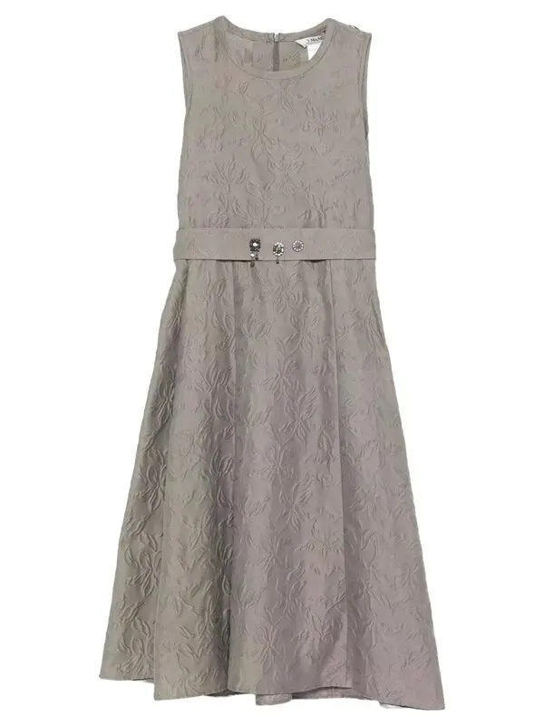 Max Mara Floral-embellished Belted Midi Dress - Grey