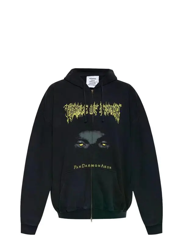Vetements Graphic-print Zip-up Hoodie - Black