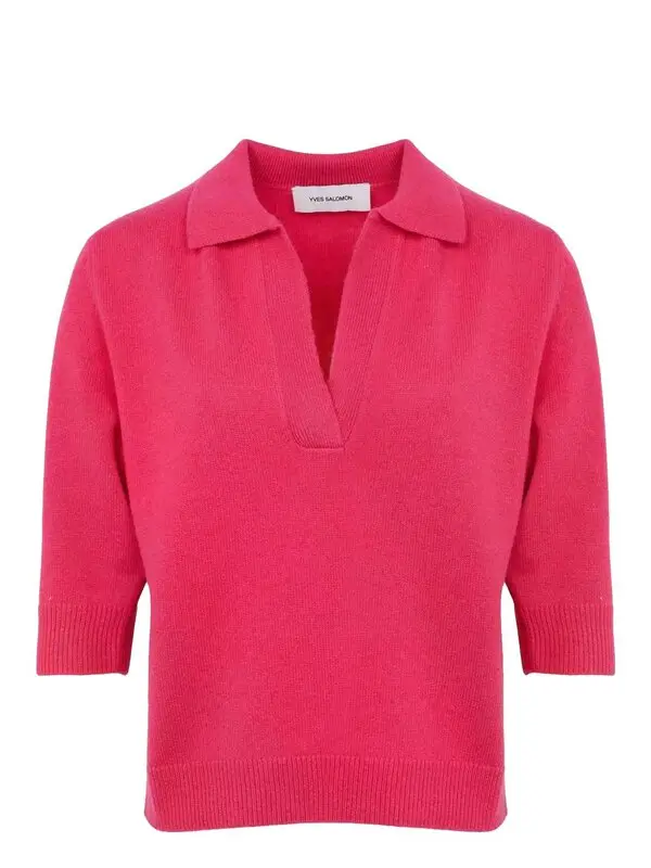 YVES SALOMON Knitted Polo Shirt - Pink