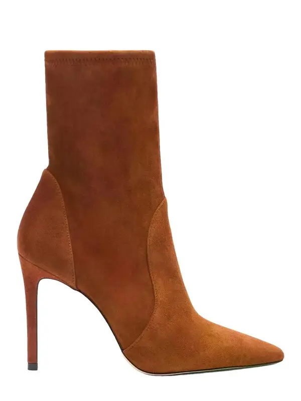 STUART WEITZMAN 100mm Pointed-toe Sock Boots - Brown