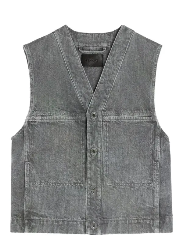 LEMAIRE Button-fastening Denim Gilet - Grey
