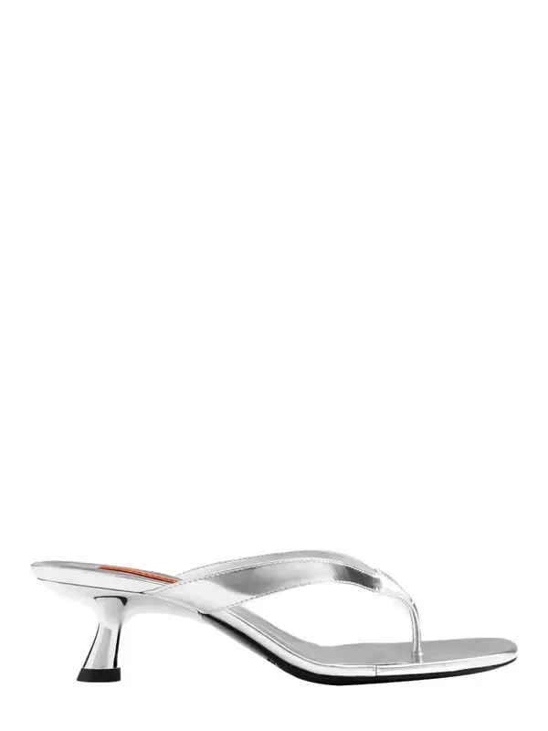 SIMONMILLER 57mm Beep Thong Heeled Sandals - Silver