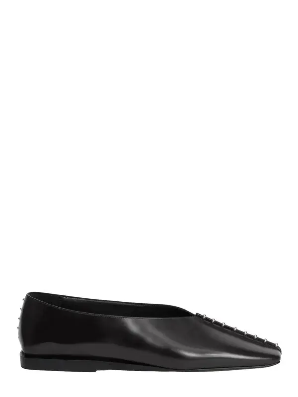 JIL SANDER Studded Pointed-toe Flats - Black