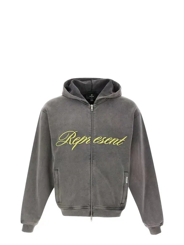 REPRESENT Zip-up Hoodie With Contrasting Detail - Grey