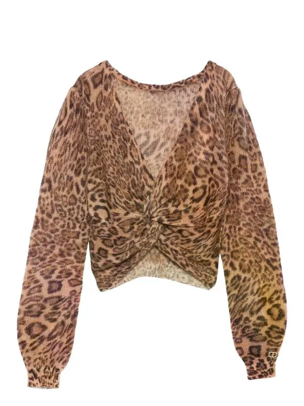 TWINSET Leopard Print Twist-front Sweater - Brown