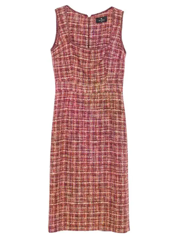 Etro Tweed Sleeveless Midi Day Dress - Pink