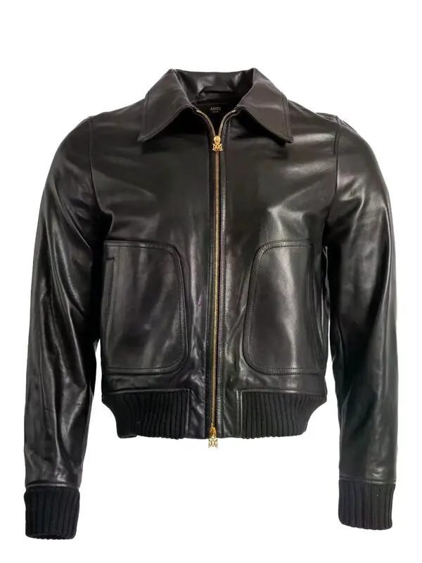 Amiri Leather Zip-front Bomber Jacket - Black