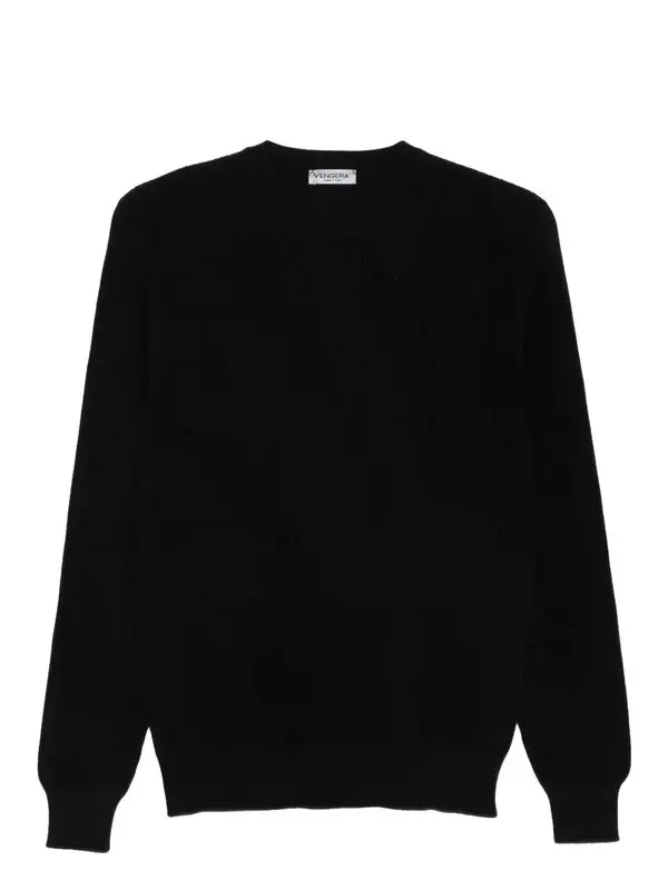 VENGERA Ribbed Wool Sweater - Black