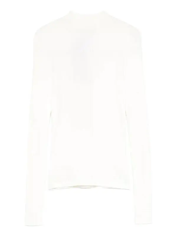 TWINSET Ribbed Mock-neck Top - White