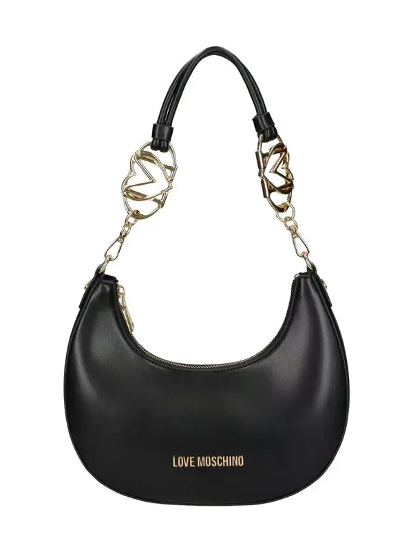 Moschino Chain-embellished Crescent Shoulder Bag - Black