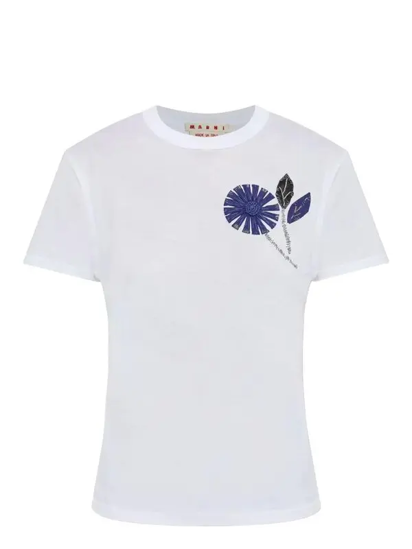 Marni Embroidered Flower T-shirt - White