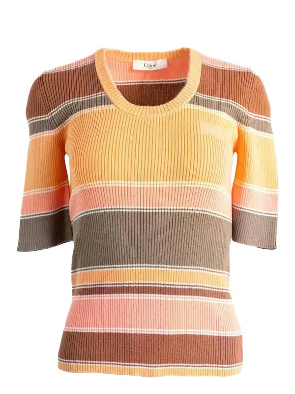 Chloé Striped Rib-knit Top - Multicolour