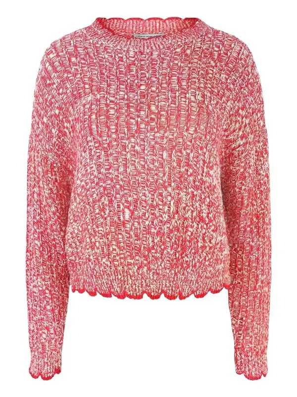 Autumn Cashmere Ladder-stitch Scalloped-trim Sweater - Red