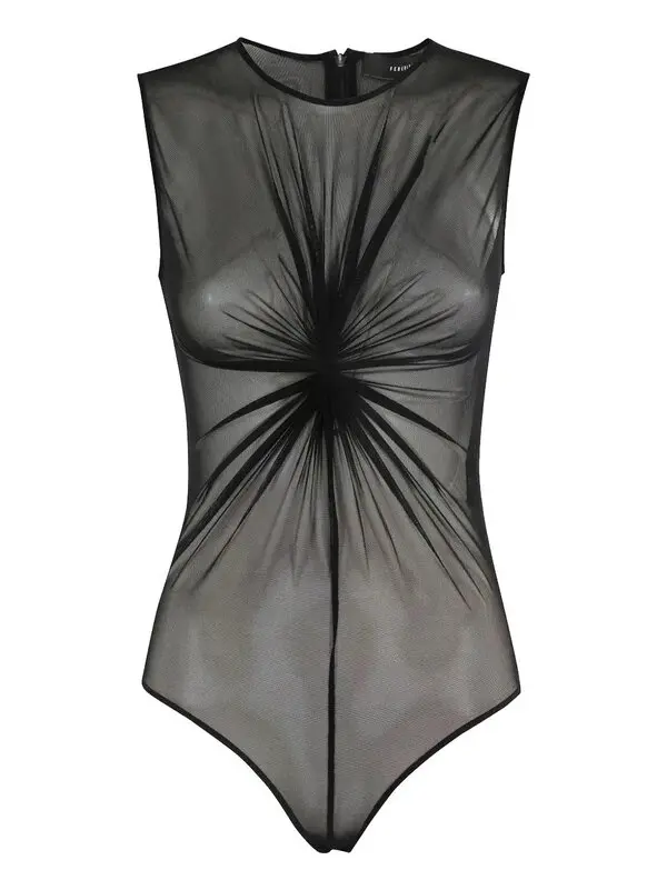 Federica Tosi Gathered-detail Mesh Bodysuit - Black