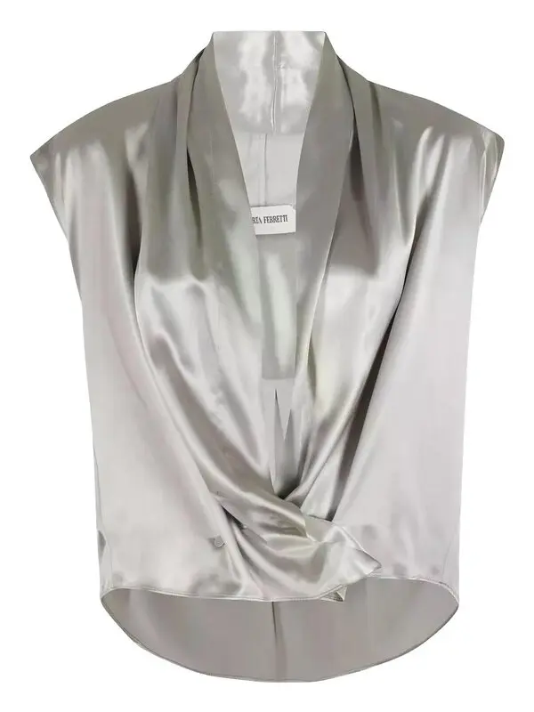 Alberta Ferretti Draped Satin Top - Grey