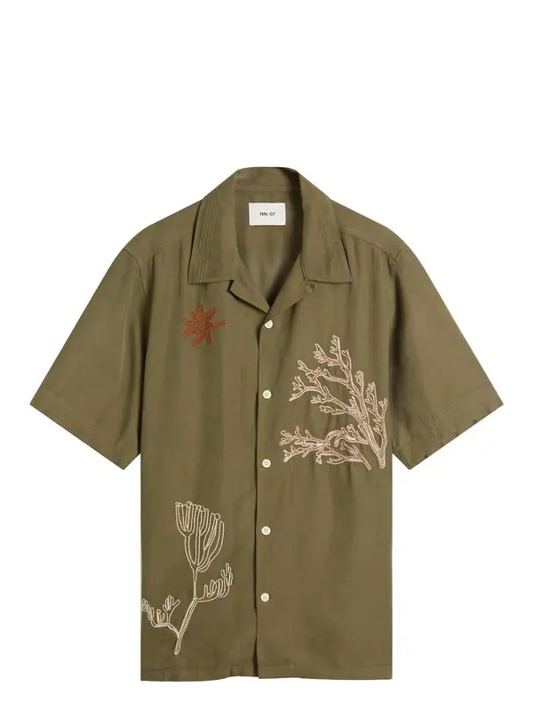 Nn07 Julio Embroidered Short Sleeve Shirt - Capers