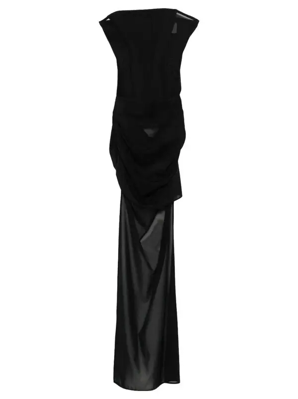 Alex Perry Mesh-panel Draped Dress - Black