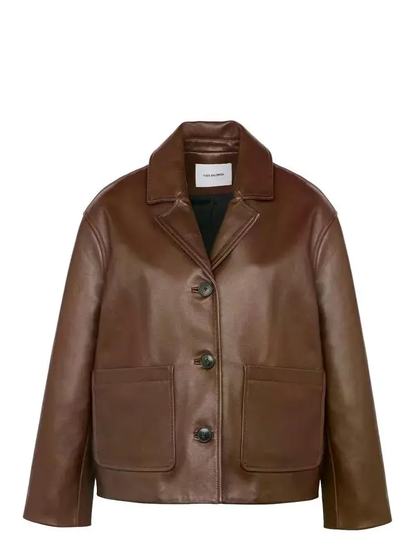 YVES SALOMON Leather Jacket - Brown