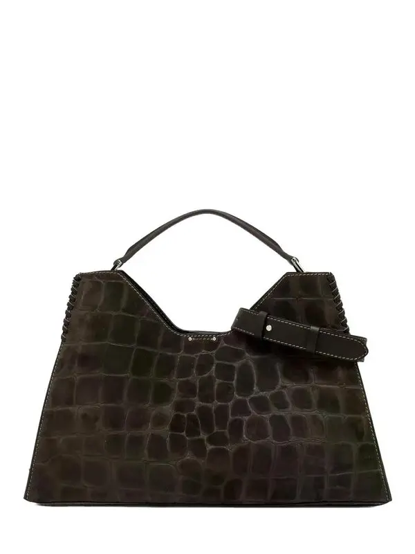 GIANNI CHIARINI Aurora Crocodile-effect Leather Shoulder Bag - Brown
