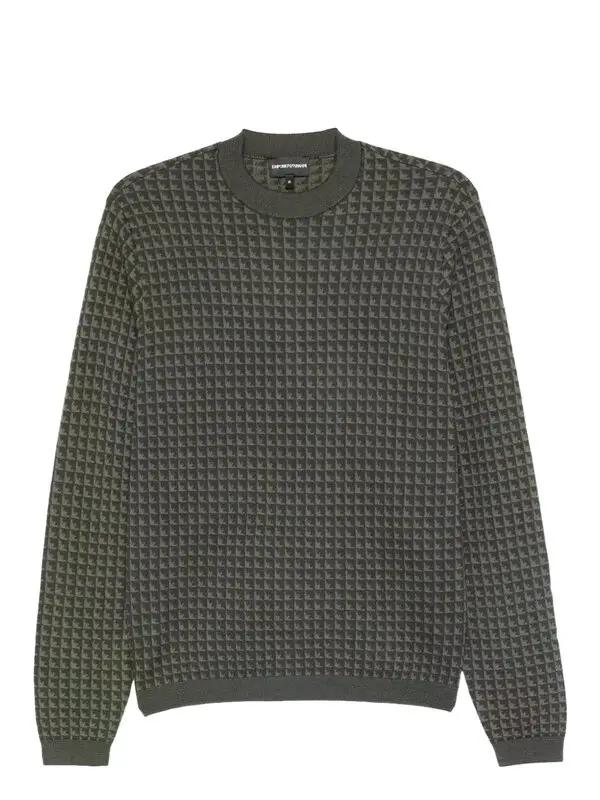 Emporio Armani Geometric-pattern Virgin Wool Sweater - Green
