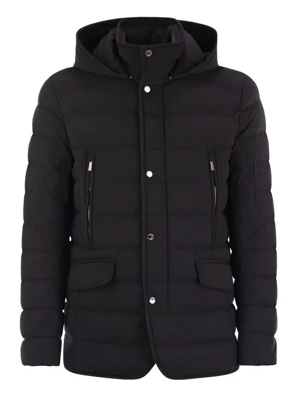 MOORER Craig Hooded Down Jacket - Dark Blue