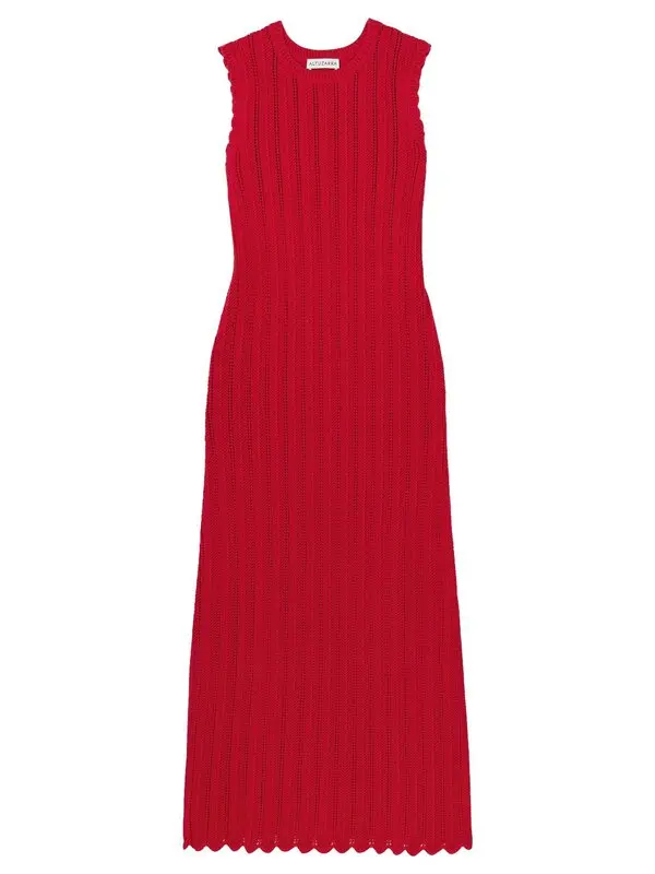 Altuzarra Sissi Ribbed Open-knit Organic Cotton Midi Dress - Red