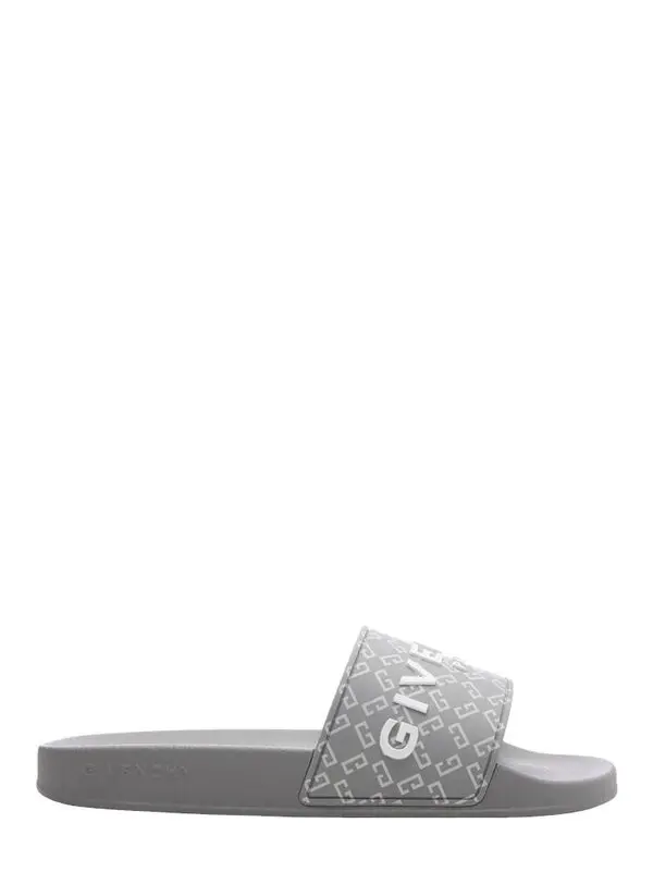 Givenchy Monogram Logo Slides - Grey/white