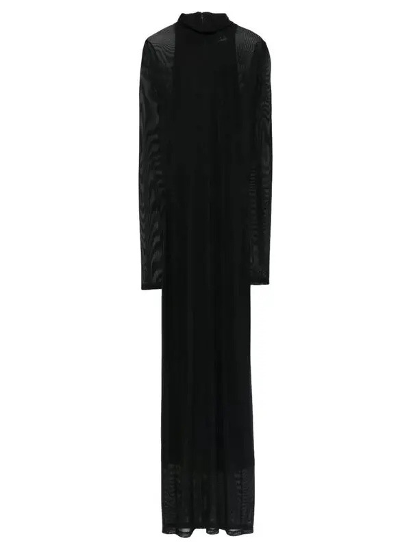 MUGLER High-neck Mesh Maxi Dress - Black