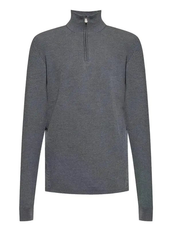 Sease Stand-collar Half-zip Sweater - Grey