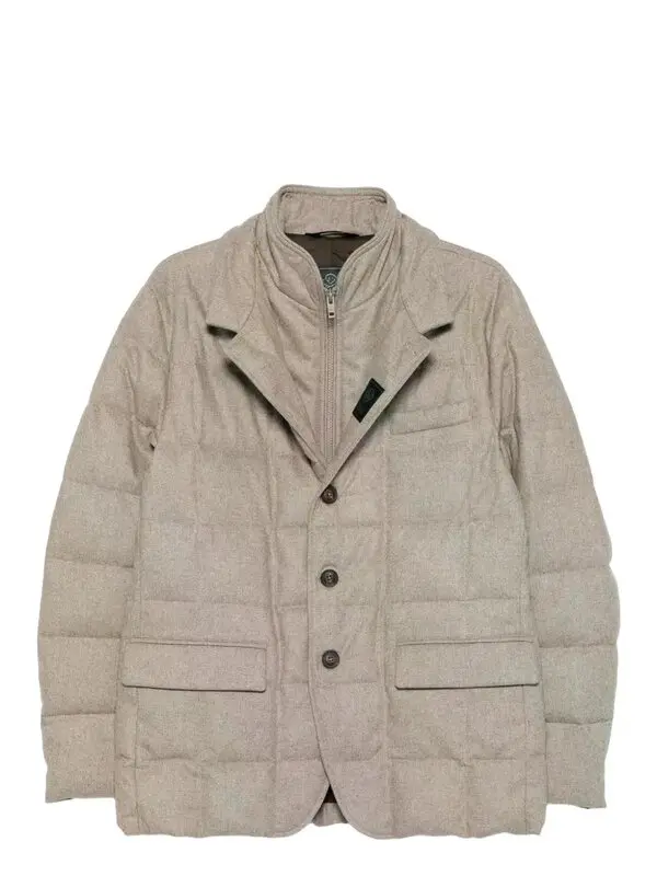 FAY Quilted Buttoned Jacket - Neutrals