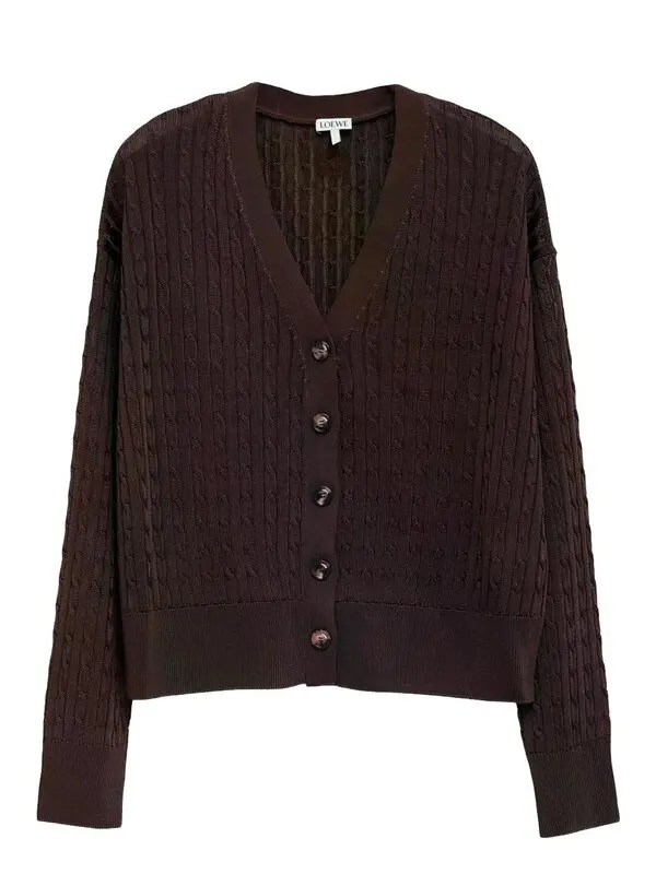 Loewe Cable-knit Buttoned Cardigan - Brown