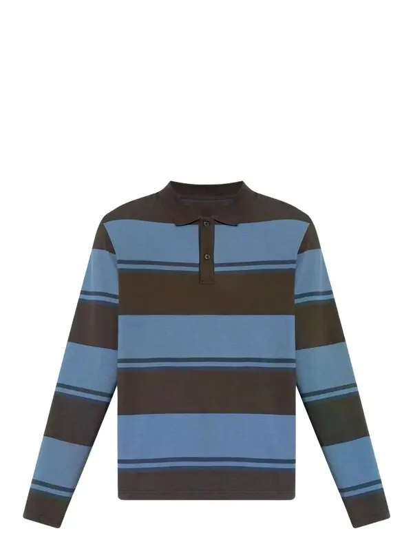 SAMSOE SAMSOE Striped Long-sleeve Polo Shirt - Blue